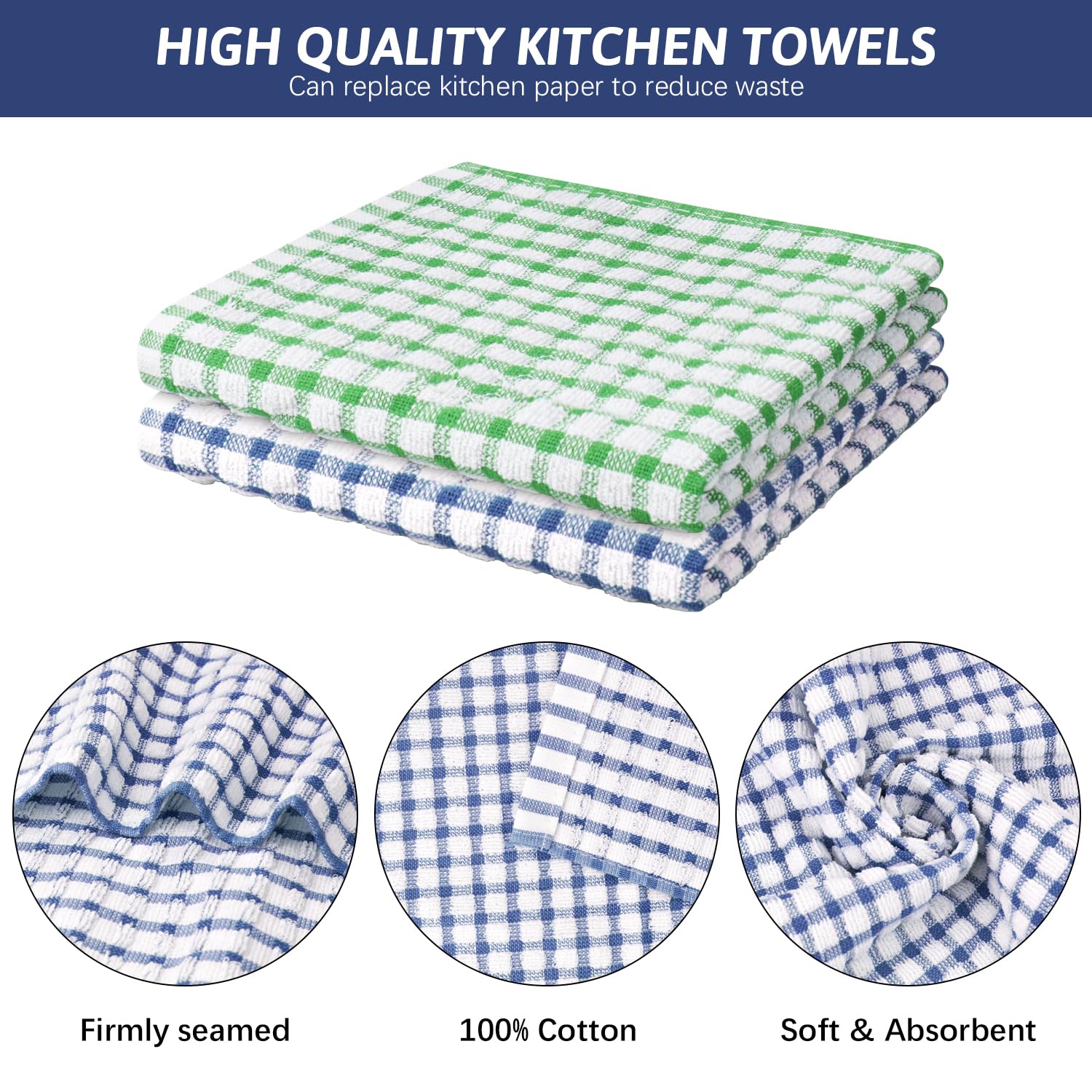 Nialnant 8 Pack Dish Cloths for Washing Dishes,Super Soft and Absorbent Kitchen Dish Rags,Terry Cleaning Cloth-11 x 11In