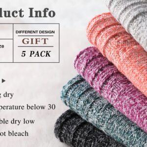 5 Pairs Cozy Thick Wool Socks - Warm and Comfortable Crew Socks for Women and Men, Soft Winter Cabin Socks, Wool Sock Gifts