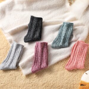 5 Pairs Cozy Thick Wool Socks - Warm and Comfortable Crew Socks for Women and Men, Soft Winter Cabin Socks, Wool Sock Gifts