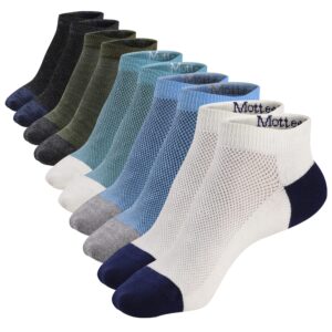 mottee&zconia mens ankle low cut cotton socks athletic reinforced soft mesh top socks