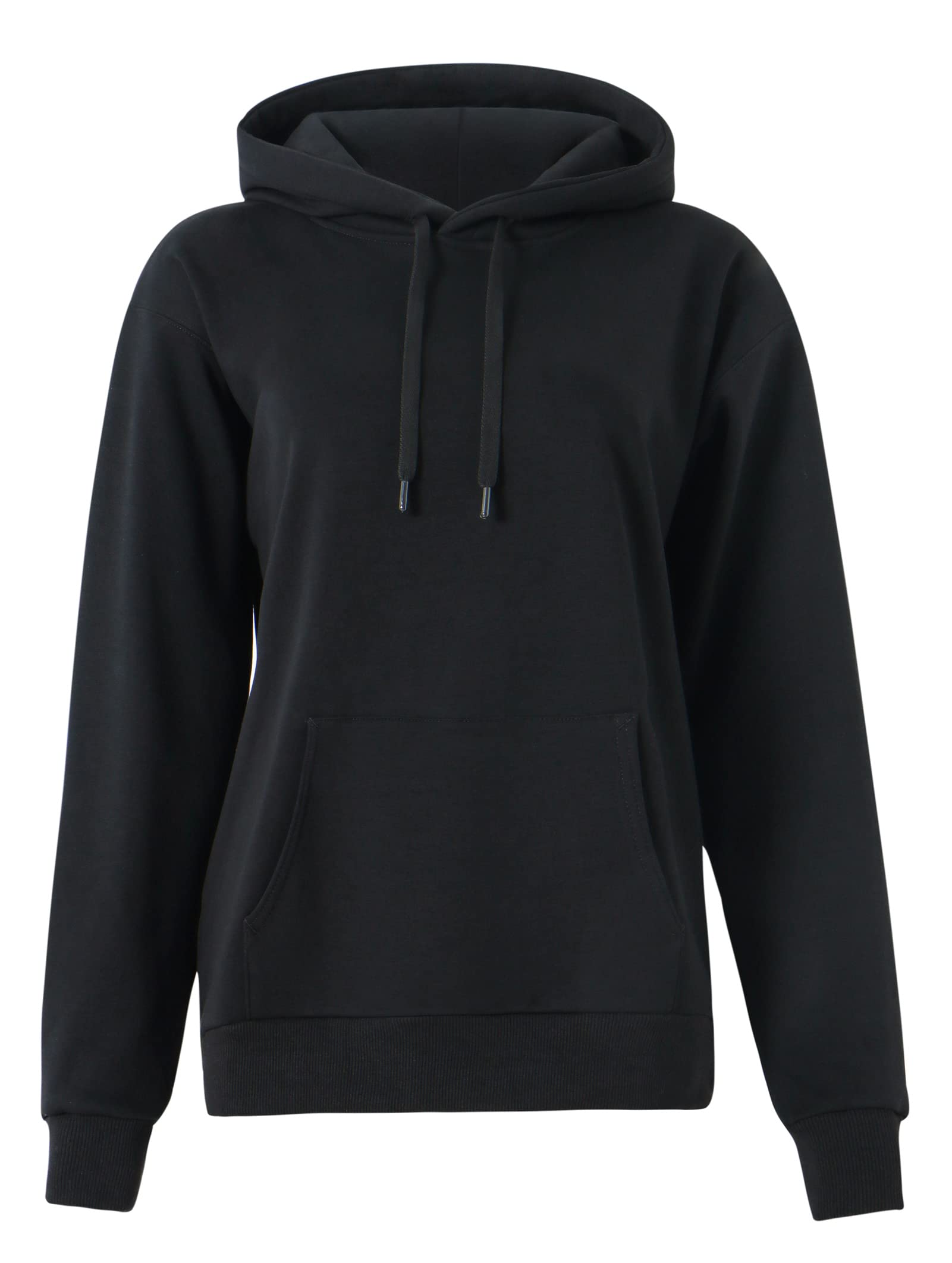 THE GYM PEOPLE Women's Basic Pullover Hoodie Loose fit Ultra Soft Fleece hooded Sweatshirt With Pockets (fleece lined-Black, Large)