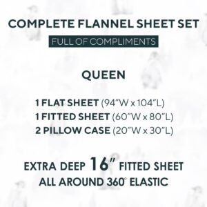 Sleepdown 100% Cotton Flannel Sheets Queen Size - Super Soft, Heavyweight, Double Brushed, Anti-Pill Flannel Queen Sheets - 16" Deep Pocket Queen Fitted Sheet X2 Side Pockets (Queen, Truck & Tree)