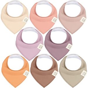 8-pack organic baby bandana drool bibs for girls - super absorbent baby bibs for baby girls, baby boys, soft cotton bandana bibs, baby drool bib, teething bibs for infant, toddler, bib girl (mauve)