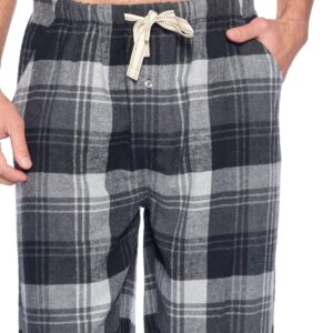 Ashford & Brooks Mens Super Soft Flannel Plaid Pajama Sleep Pants - Grey Plaid - Large