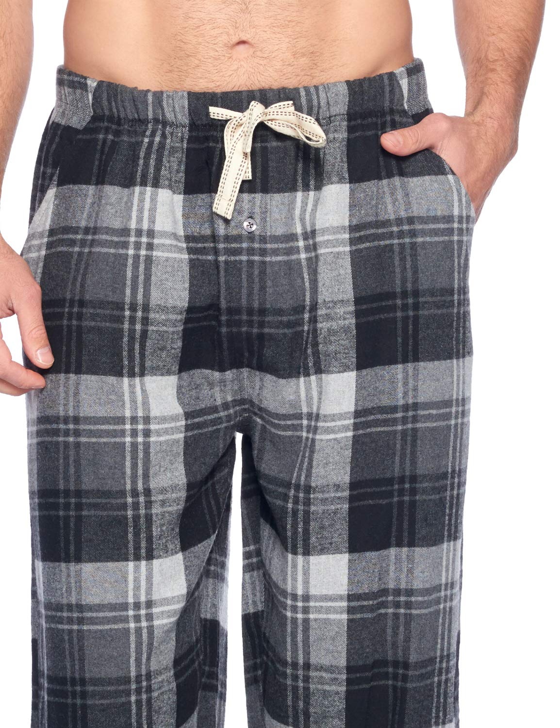 Ashford & Brooks Mens Super Soft Flannel Plaid Pajama Sleep Pants - Grey Plaid - Large