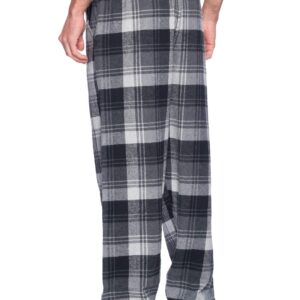 Ashford & Brooks Mens Super Soft Flannel Plaid Pajama Sleep Pants - Grey Plaid - Large