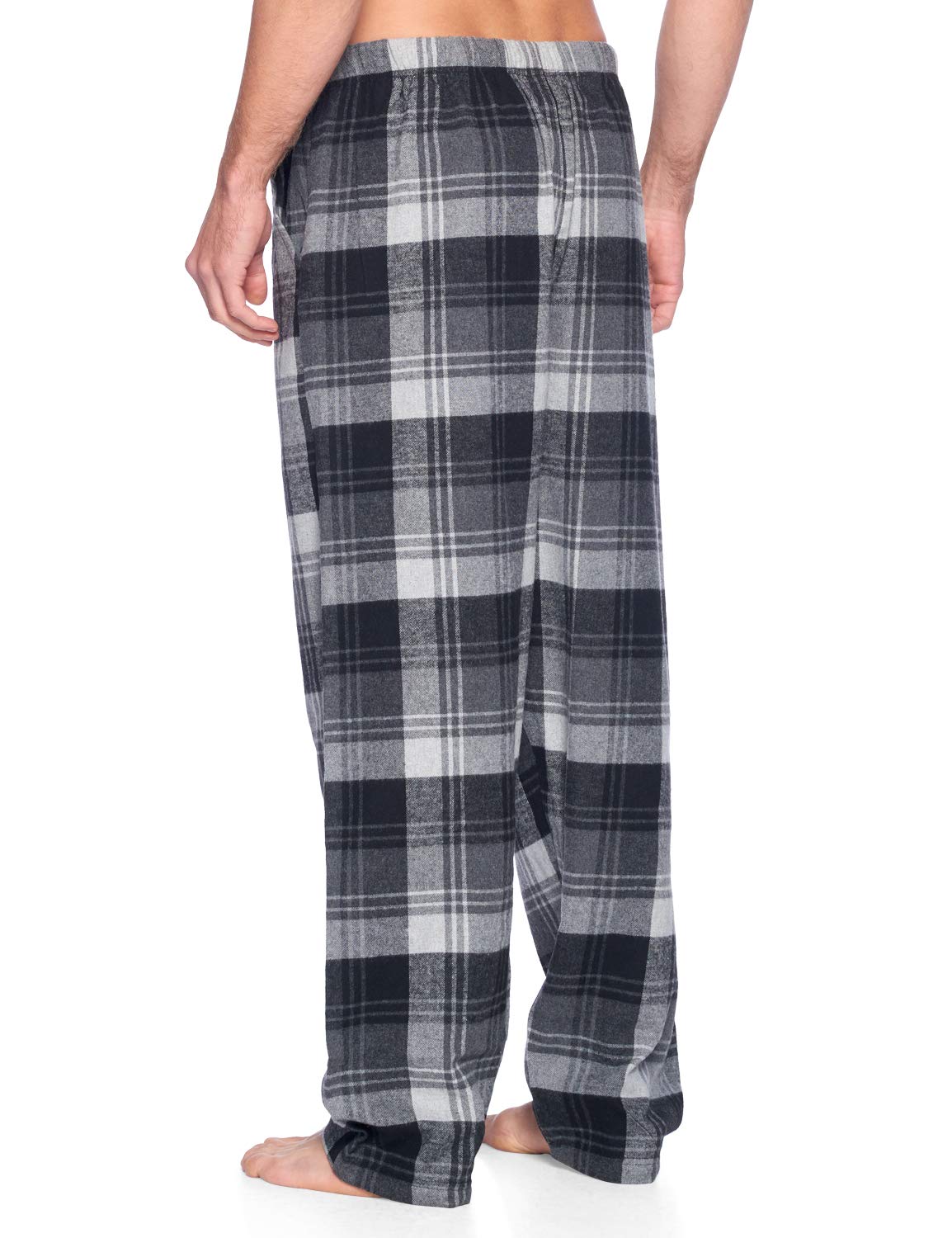 Ashford & Brooks Mens Super Soft Flannel Plaid Pajama Sleep Pants - Grey Plaid - Large