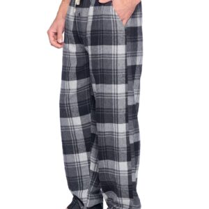 Ashford & Brooks Mens Super Soft Flannel Plaid Pajama Sleep Pants - Grey Plaid - Large