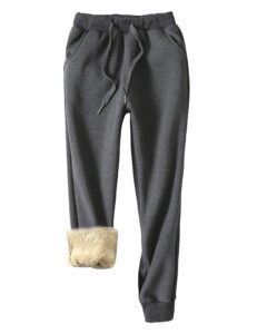 yeokou women's warm sherpa lined athletic sweatpants jogger fleece pants(x-large, grey)