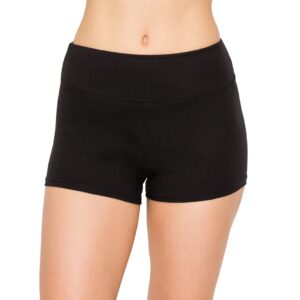 ALWAYS Women Workout Yoga Shorts - Premium soft Solid Stretch Cheerleader Running Dance Volleyball Short Pants Black Plus X-Large