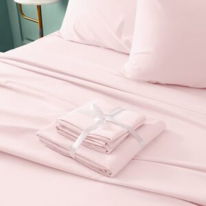 BYSURE 6 Pieces Bed Sheets Set(Queen, Light Pink) - Super Soft 1800 Thread Count 100% Microfiber Sheets with Deep Pockets, Wrinkle & Fade Resistant