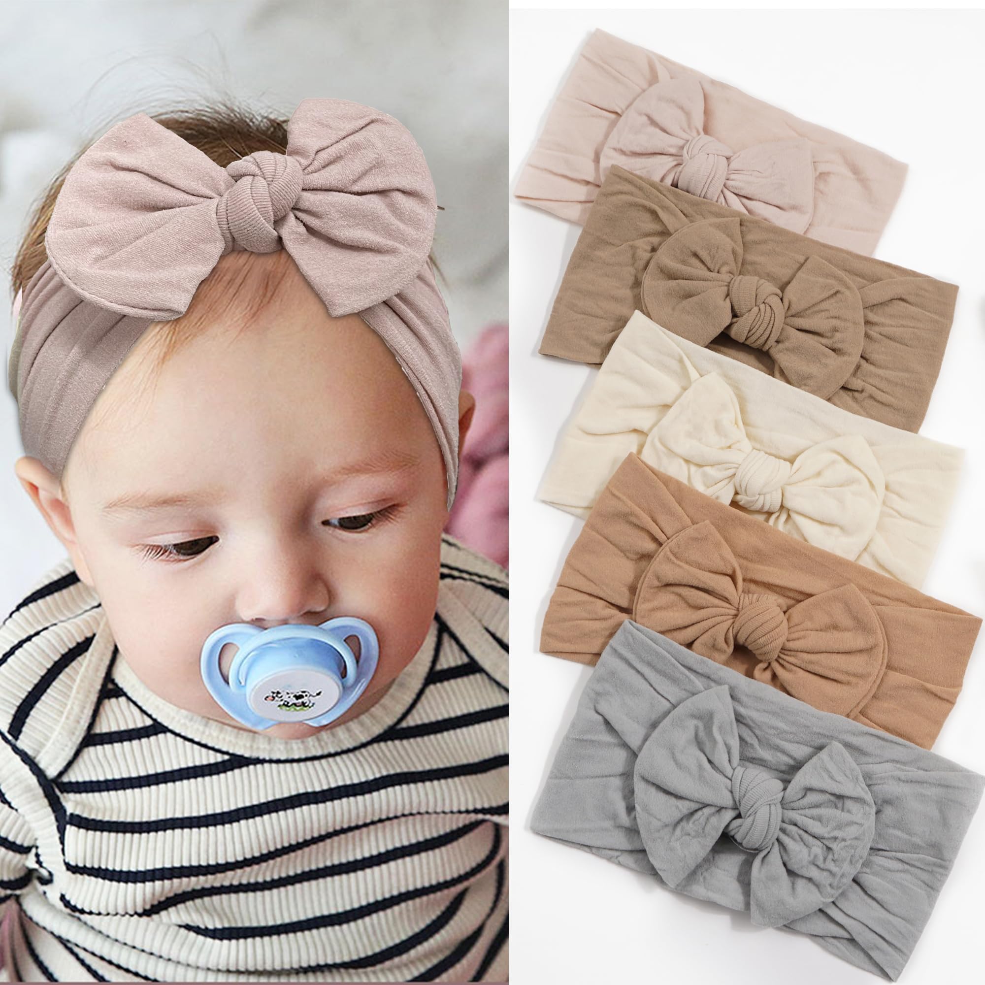 CÉLLOT Super Stretchy Soft Knot Headbands with Hair Bows Head Wrap Hair Accessories For Newborn Baby Girls Infant Toddlers Kids