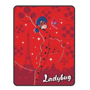 franco miraculous: tales of ladybug and cat noir kids bedding super soft micro raschel throw, 46 in x 60 in, (officially licensed product)