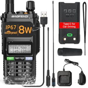 baofeng radio uv-9r pro radio handheld waterproof ip67 two-way radio,with type-c charger rechargeable long range walkie talkie for adult