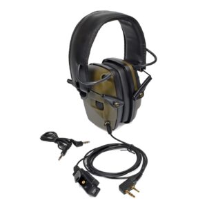 hyshikra sound amplification electronic shooting earmuff with ptt for baofeng bf-888s uv5r retevis rt22 rt27 rt15 rt19 kenwood two way radio