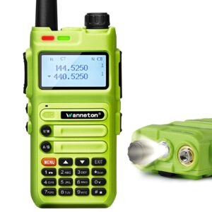 wanneton uv5f ham radio handheld dual band two way radio rechargeable walkie talkies with one-key decoding copy frequency and super bright flashlight and large battery