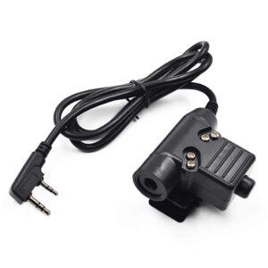 tactical u94 ptt cable plug headset adapter compatible with baofeng radios bf-f8hp bf-f9 uv-82 uv-82hp uv-82c uv-5r uv-5r5 uv-5ra uv-5re uv-6r bf 888s kenwood two way radio