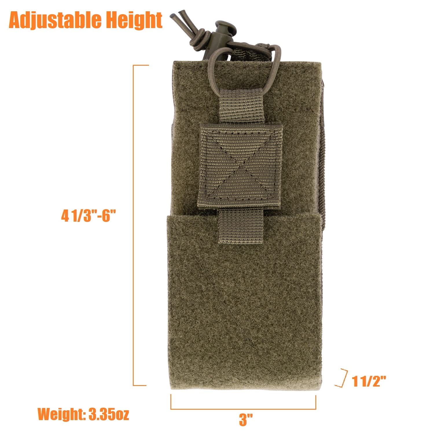 Dotacty Adjustable Radio Pouch MOLLE Radio Holder for Tactical Duty Belt Two Ways Radio Holster Walkie Talkies Case Mag Carrier 5.56mm 7.62mm Magazine Nylon Carry Bag for Police Security Rescue RG