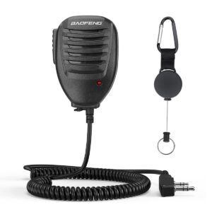 baofeng original uv-5r mic for ham radio shoulder speaker mic compatible bf-f8hp uv-5r uv-5r plus gt-3 bf-888s radio with microphone hanger (speaker mic+hanger)