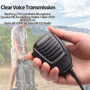 BAOFENG Original UV-5R Mic for Ham Radio Shoulder Speaker Mic Compatible BF-F8HP UV-5R UV-5R Plus GT-3 BF-888s Radio with Microphone Hanger (Speaker Mic+Hanger)