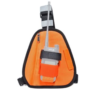 HYS Radio Chest Harness, Adjustable Shoulder Strap with an Adjustable Single Radio Pouch for Motorola Wonxun Kenwood baofeng Icom 2-way Radio (Orange, Large)