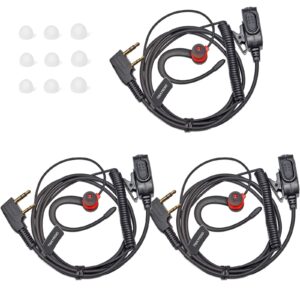 walkie talkie earpiece with mic for baofeng uv-5r retevis rt22 rt21 h-777, walkie talkies headset ear piece for baofeng uv5r uv82 bf-f8hp ar-152 bf-888s arcshell ar-5 kenwood two way radio, pack of 3