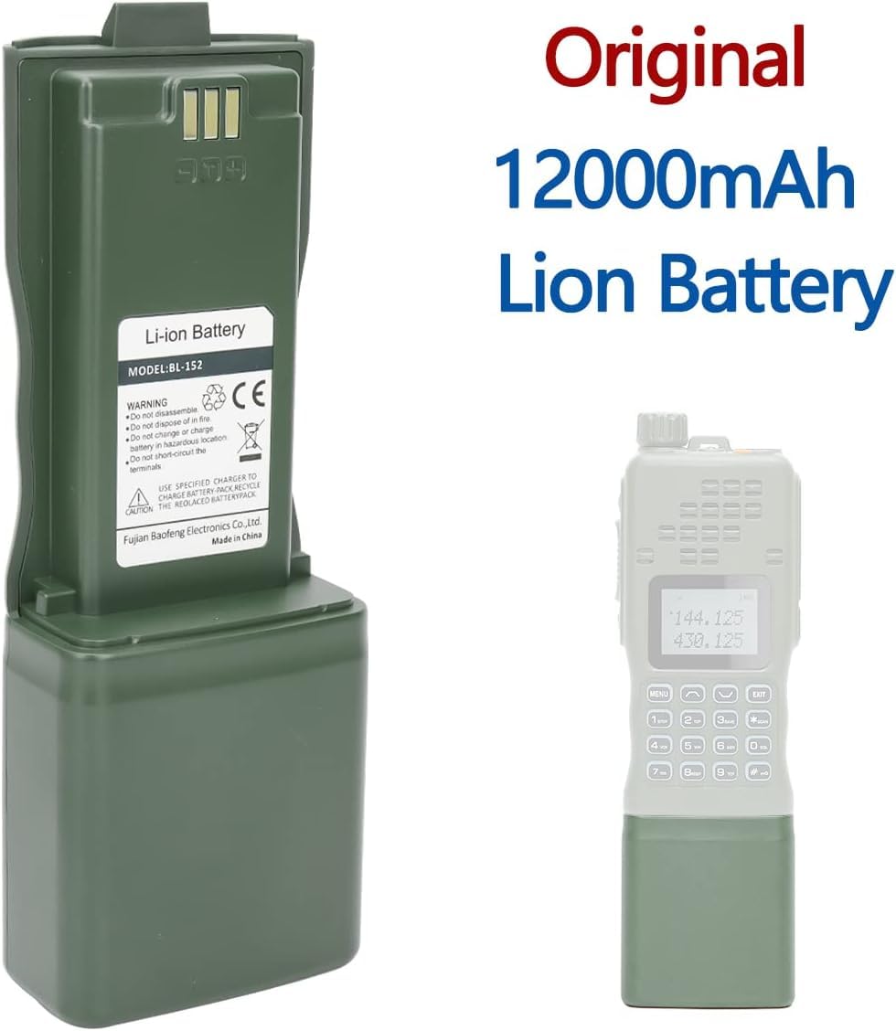 Baofeng AR-152 Original Battery BL-152 Li-ion Extend Battery Large Capacity Compatible with AR-152 Tactical Walkie Talkie Support USB Charger(2Pack,Green)