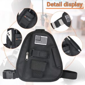 MANGEMA Radio chest harness Tactical Vest Nylon military Vest chest rig Pack Pouch Holster Tactical Harness Walkie Talkie Waist Pack for Baofeng UV-5R UV-82 BF-888S TYT Retevis RT68 (Black, Large)