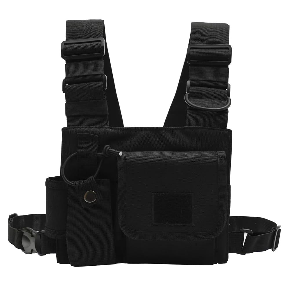 Sarcia Radio Chest Harness Chest Front Pack Pouch Holster Vest Rig for Motorola Midland Kenwood Baofeng Retevis Walkie Talkie with Reflective Strips Shoulder