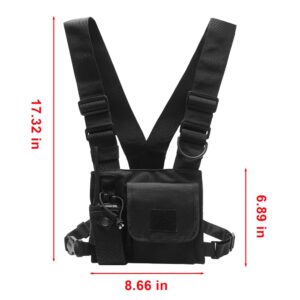 Sarcia Radio Chest Harness Chest Front Pack Pouch Holster Vest Rig for Motorola Midland Kenwood Baofeng Retevis Walkie Talkie with Reflective Strips Shoulder