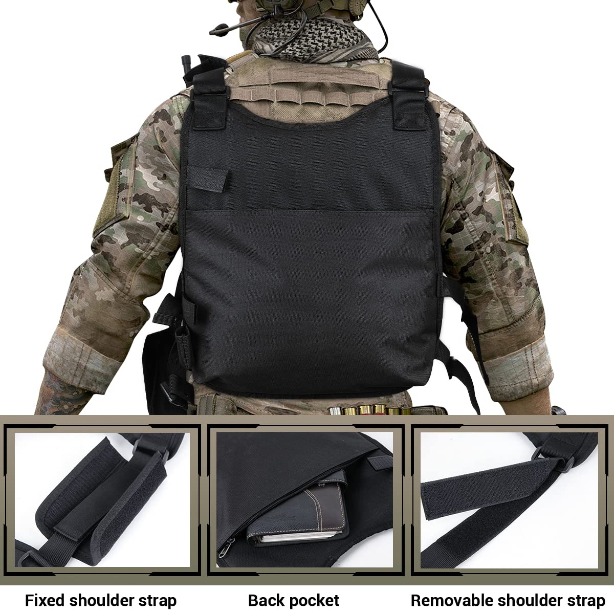 MANGEMA Heavy Duty Radio Harness Holder Tactial Chest Tool Pag Front Pounch Holster Pack MOLLE Vest Breathable 3D Mesh Liner Military Vest for Baofeng UV5R Motorola Kenwood Two Way Radio Walkie Talkie