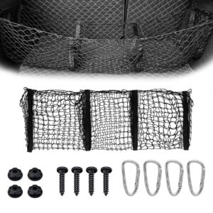 cargo net trunk bed organizer, cargo storage mesh net, mesh storage net with 4 metal hooks, heavy duty cargo net car storage accessories suitable for car, suv, van, pickup, truck