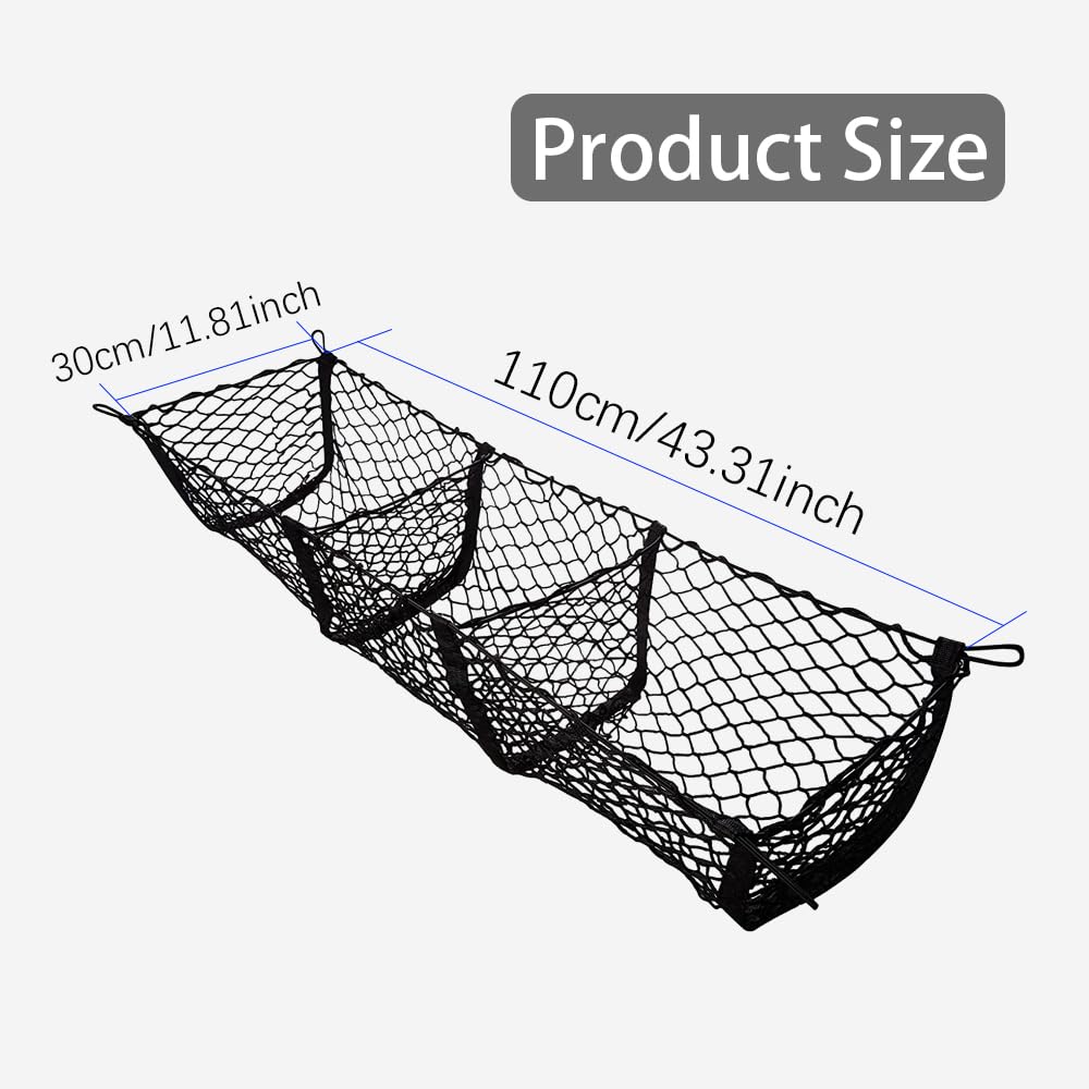 Cargo Net Trunk Bed Organizer, Cargo Storage Mesh Net, Mesh Storage Net with 4 Metal Hooks, Heavy Duty Cargo Net Car Storage Accessories Suitable for Car, SUV, Van, Pickup, Truck