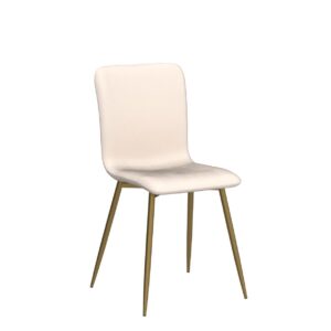 FurnitureR Modern Style Dining Chairs Set of 4, Comfy Side Chair with Fabric Seat Sturdy Metal Gold Legs for Kitchen Living Room Bedroom, Beige