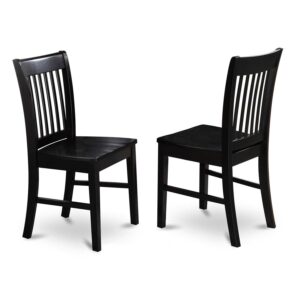 east west furniture norfolk dining slat back wood seat kitchen chairs, set of 2, black