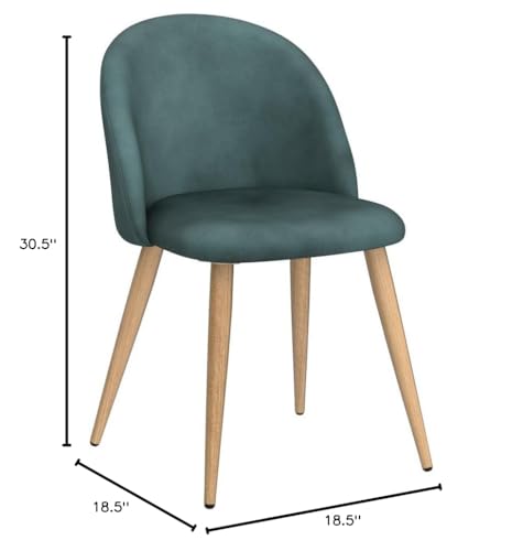 FurnitureR Upholstered Velvet Dining Chair Mid Back Armless with Wood Legs for Home Kitchen Bedroom Living Room, Set of 2, Aqua