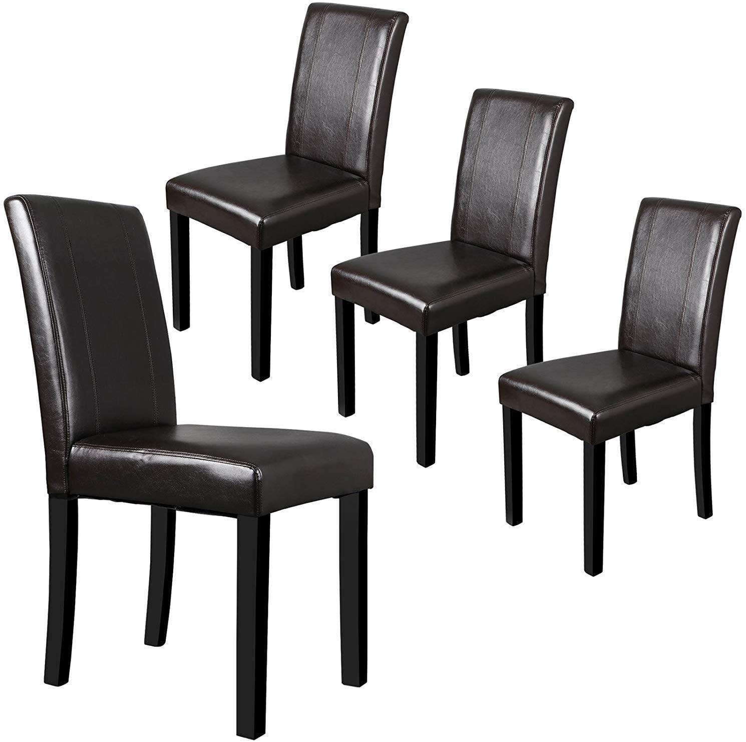 ZENY Dining Chair Set of 4, PU Leather Chairs Modern Diner Chairs Armless Side Chair with Solid Wood Legs for Home Kitchen Living Room