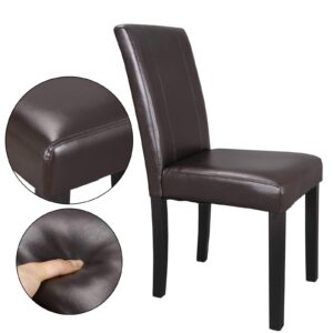 ZENY Dining Chair Set of 4, PU Leather Chairs Modern Diner Chairs Armless Side Chair with Solid Wood Legs for Home Kitchen Living Room