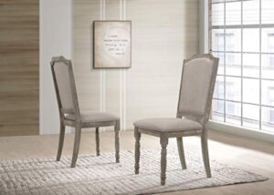 roundhill furniture ferran wood pedestal dining chair, reclaimed gray set of 2