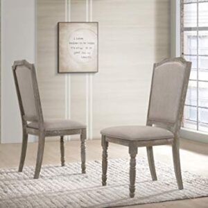 Roundhill Furniture Ferran Wood Pedestal Dining Chair, Reclaimed Gray Set of 2