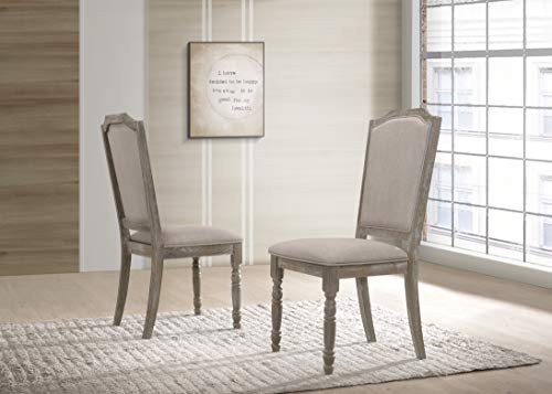 Roundhill Furniture Ferran Wood Pedestal Dining Chair, Reclaimed Gray Set of 2