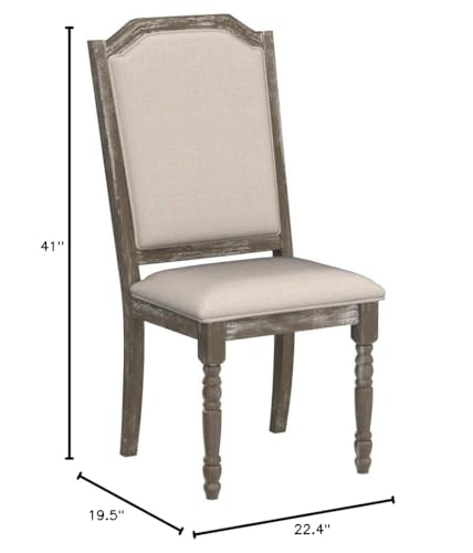 Roundhill Furniture Ferran Wood Pedestal Dining Chair, Reclaimed Gray Set of 2