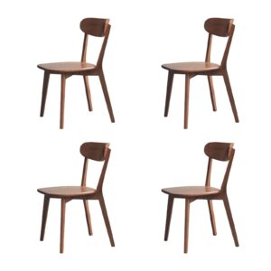 wayshome 100% solid oak wood dining chairs - kitchen chairs set of 4,study chair modern classic design for elevated living (walnut-4)