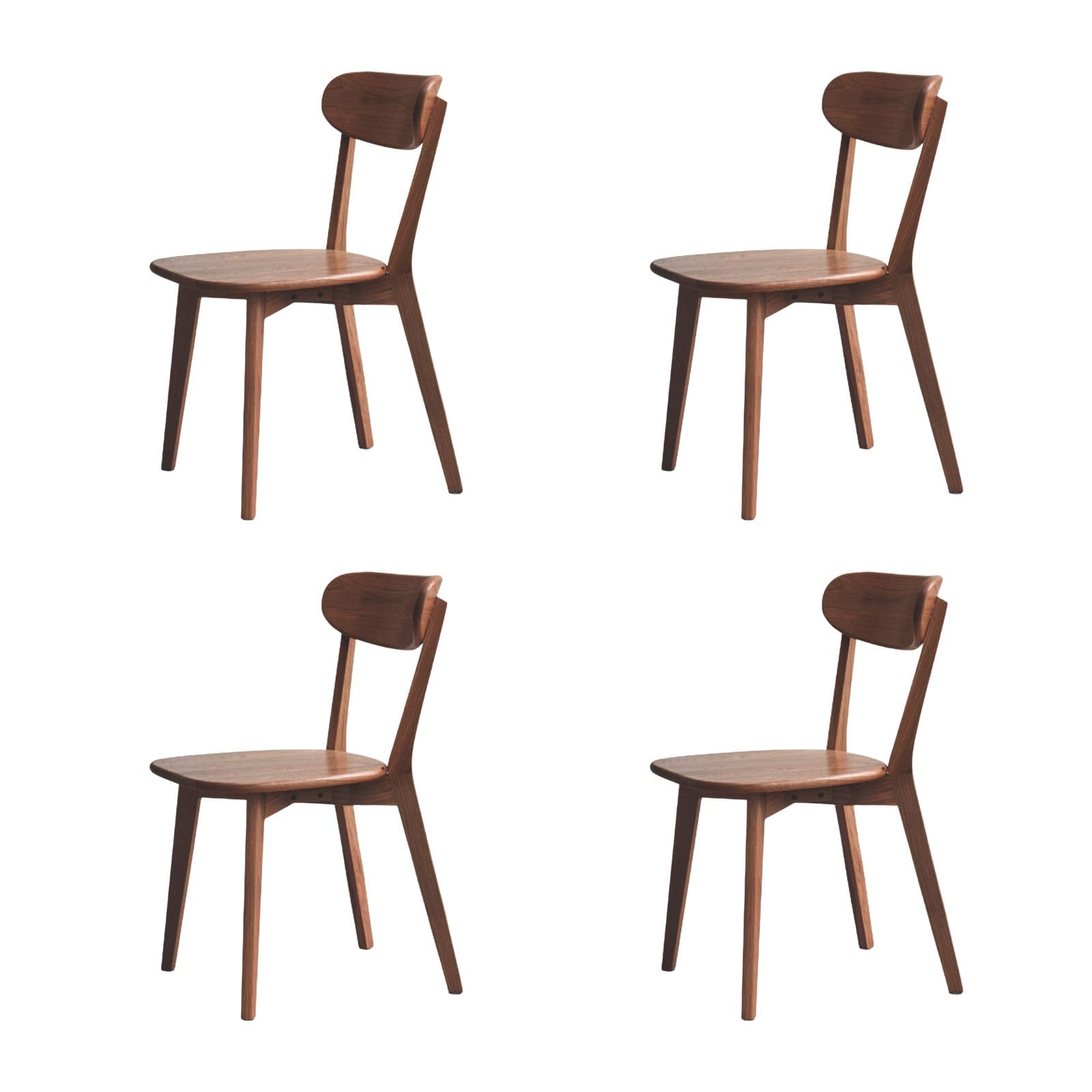 Wayshome 100% Solid Oak Wood Dining Chairs - Kitchen Chairs Set of 4,Study Chair Modern Classic Design for Elevated Living (walnut-4)