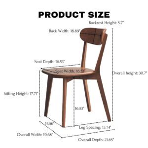 Wayshome 100% Solid Oak Wood Dining Chairs - Kitchen Chairs Set of 4,Study Chair Modern Classic Design for Elevated Living (walnut-4)