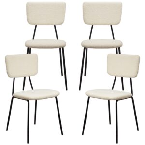 Bacyion Dining Room Chairs Set of 4 - Modern Boucle Fabric Kitchen Chairs, Dining Chairs with Metal Legs for Dining Room, Kitchen, Living Room