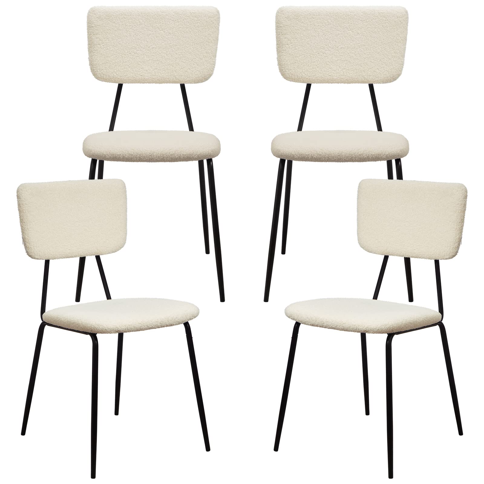 Bacyion Dining Room Chairs Set of 4 - Modern Boucle Fabric Kitchen Chairs, Dining Chairs with Metal Legs for Dining Room, Kitchen, Living Room