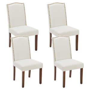 dumos dining chairs set of 4, fabric dining room chairs, upholstered parsons chairs with nailhead trim and wood legs, kitchen side chair for dining living room,bedroom - beige