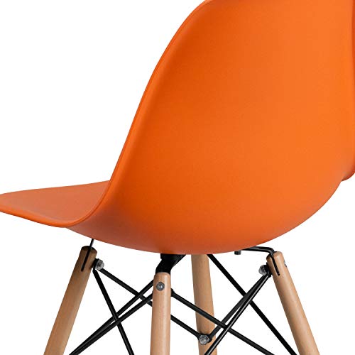 Flash Furniture Elon Series Orange Plastic Chair with Wooden Legs