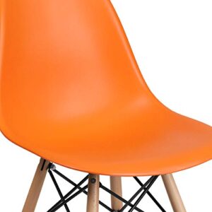 Flash Furniture Elon Series Orange Plastic Chair with Wooden Legs